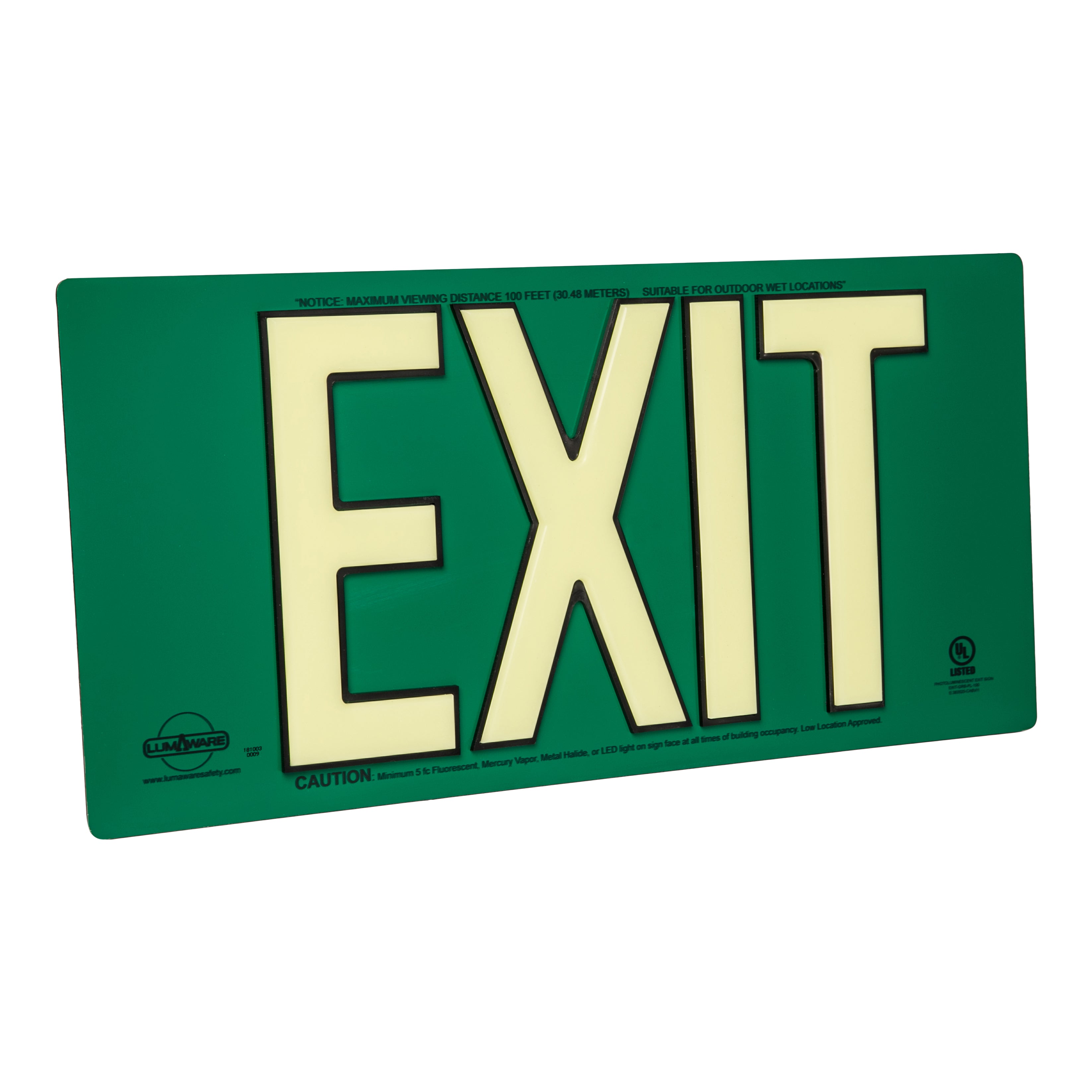Green Poly-Metal UL924 Emergency Exit Sign LED 100' Visibility 5 fc ...