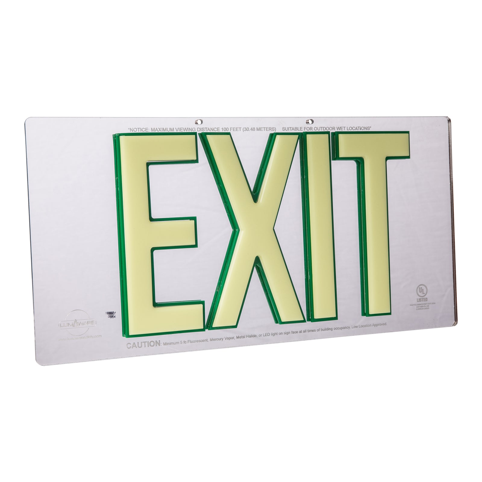 Mirrored UL924 Emergency Exit Sign 100' Visibility 5 fc Rated Energy ...